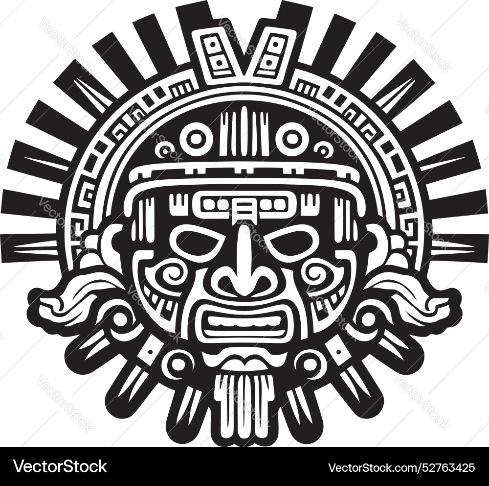 Vintage tributes to aztec civilization drawing Vector Image