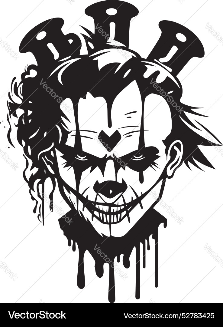 Wicked whimsy sinister clown icon midnight Vector Image