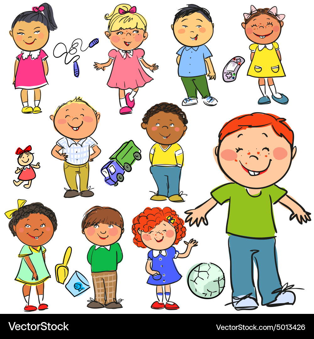 Cute Hand-Drawn Kids Clip Art Royalty Free Vector Image