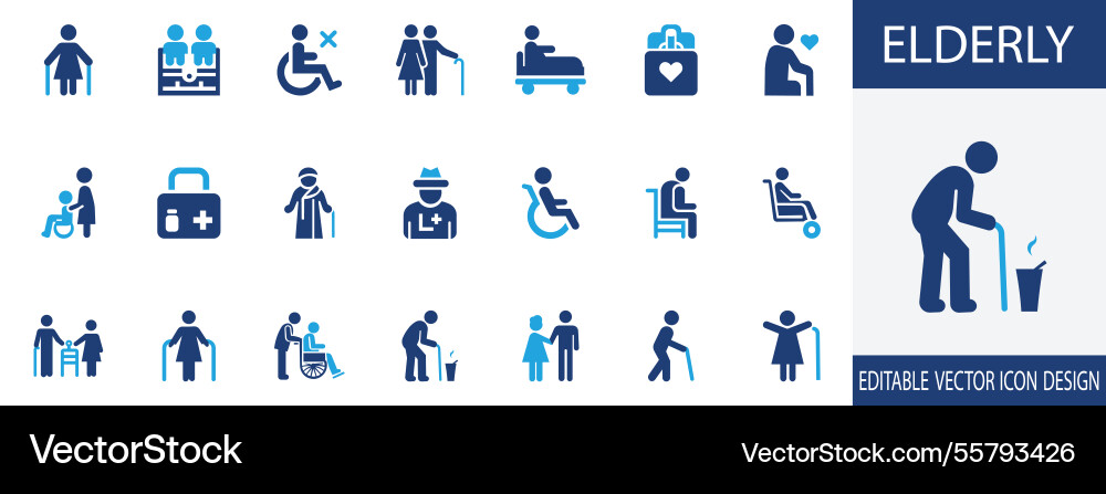 Elderly icon set Royalty Free Vector Image - VectorStock