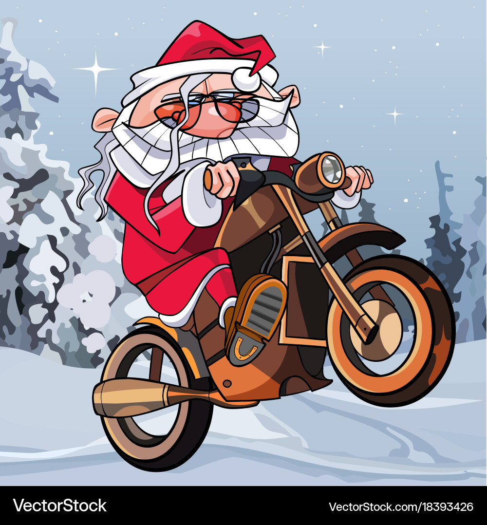 Funny Santa Riding Motorcycle Royalty Free Vector Image