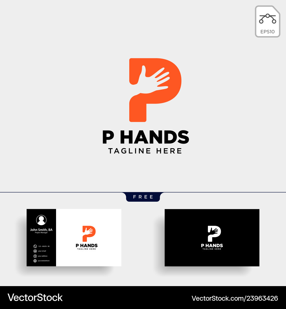Minimalist P Hand Initial Logo Royalty Free Vector Image
