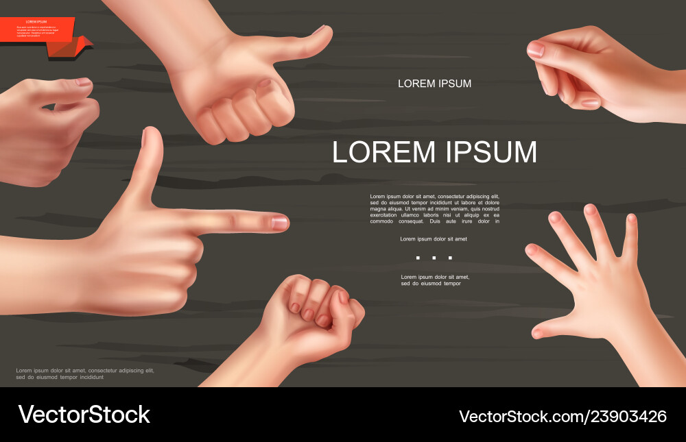 Realistic human hands gesture template Royalty Free Vector