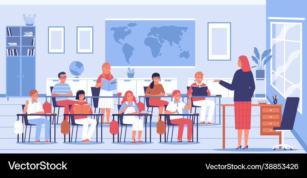 School classroom flat Royalty Free Vector Image