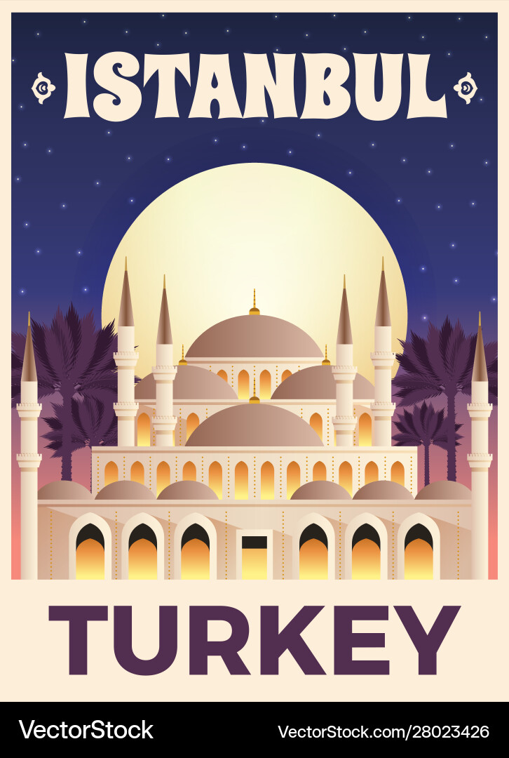 Turkey travel poster Royalty Free Vector Image