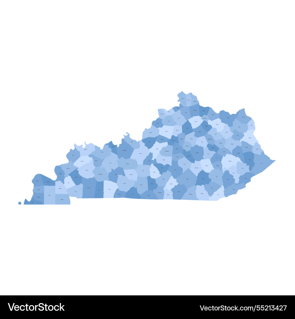 Administrative map of kentucky ky Royalty Free Vector Image