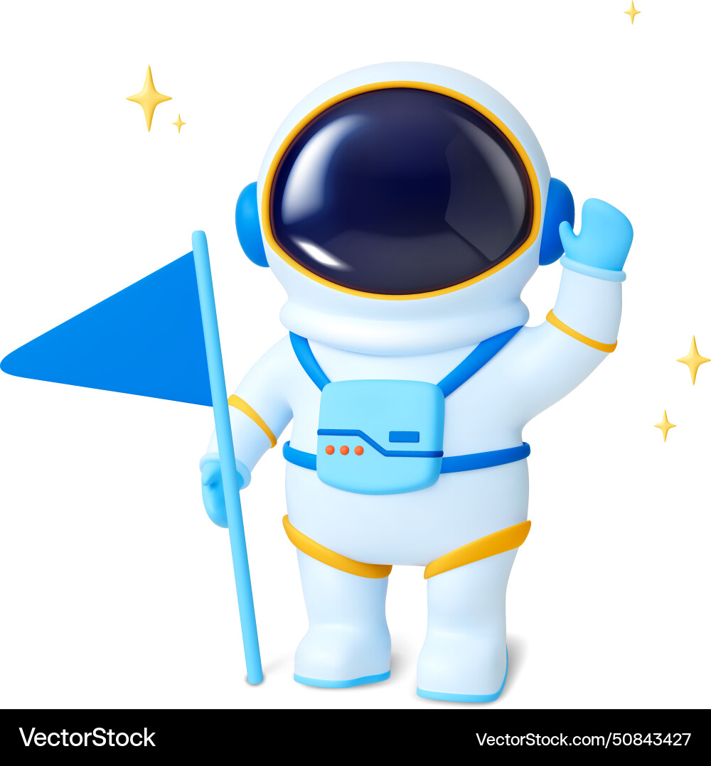 Astronaut 3d character isolated spaceman in suit Vector Image