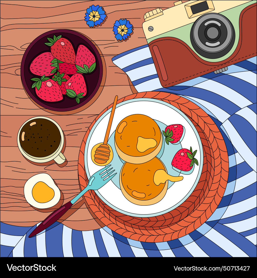 Coloring breakfast background Royalty Free Vector Image