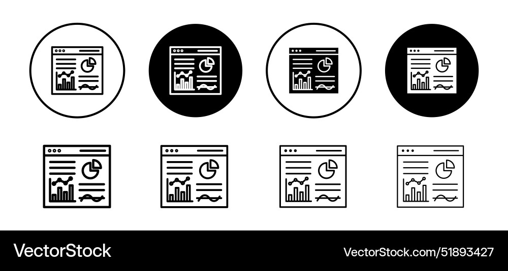 Dashboard icon set collection outline Royalty Free Vector