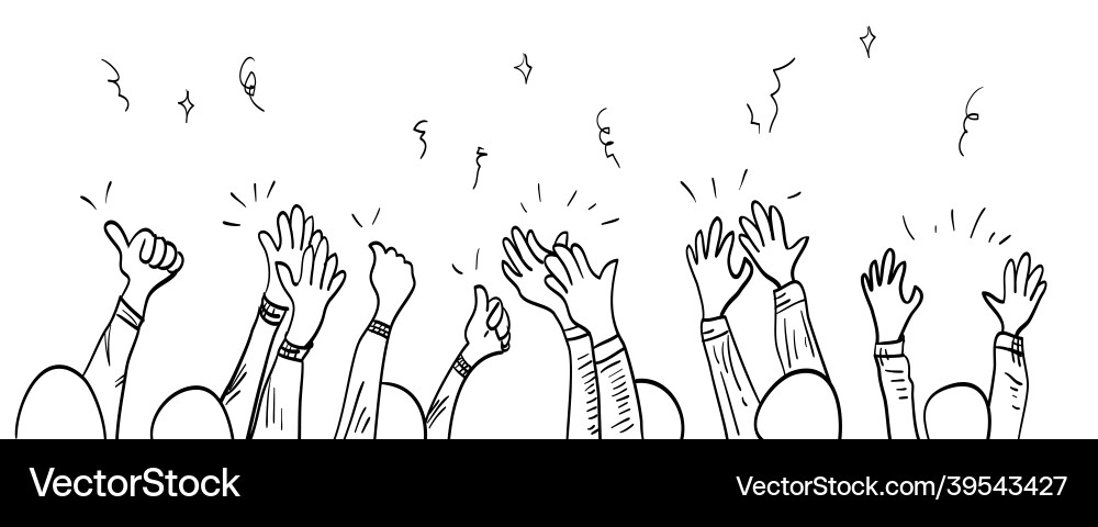 Hand drawn of hands clapping ovation applause Vector Image