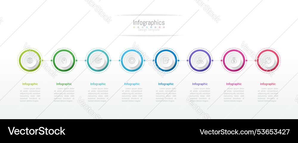 Infographic 8 options design elements Royalty Free Vector