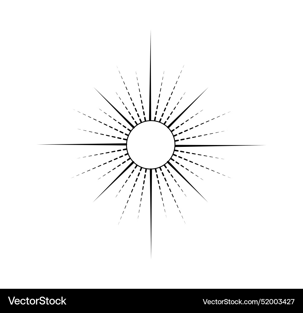 Minimalistic sun rays sunburst silhouette Vector Image