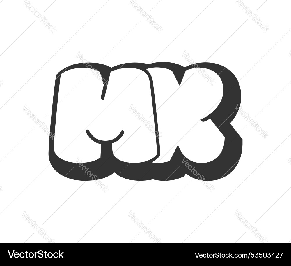 Mx logo bubble comic lettering rounded in Vector Image