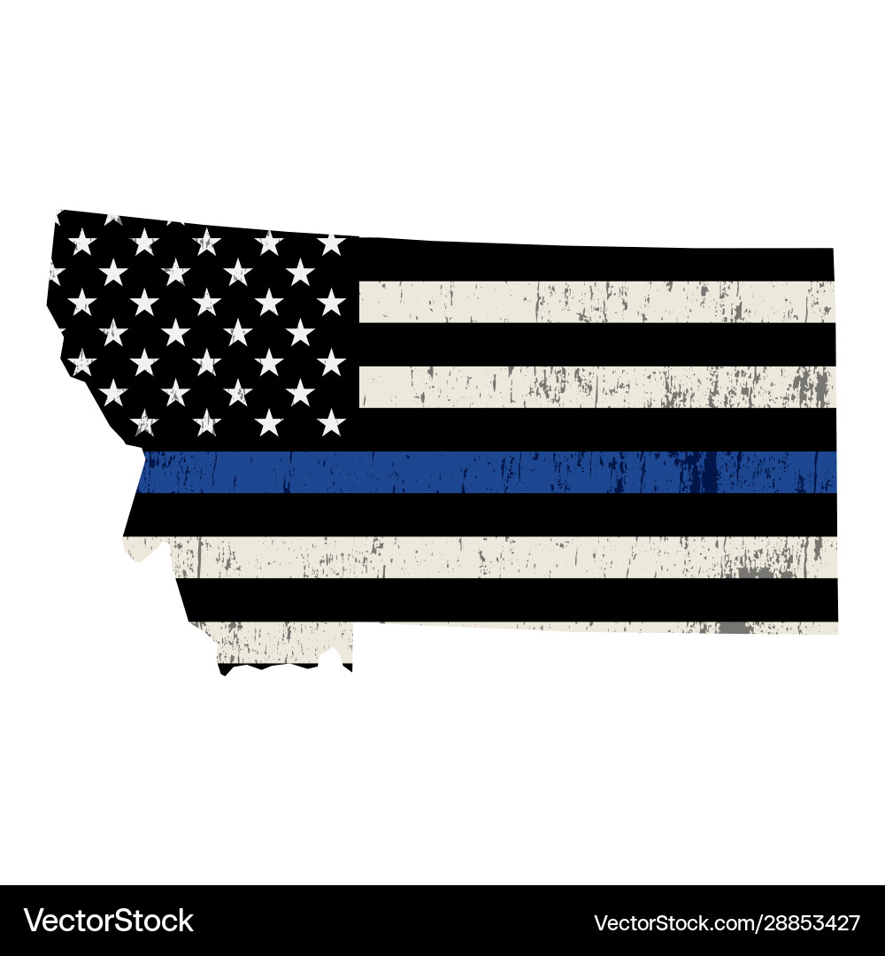 State montana police support flag Royalty Free Vector Image