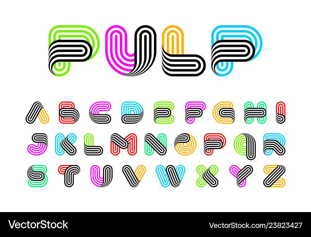 Twisted Pulp Font - Bold & Colorful Royalty Free Vector