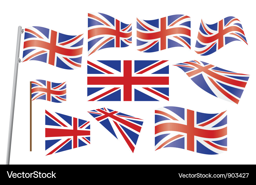 Union Jack Flags Set Royalty Free Vector Image