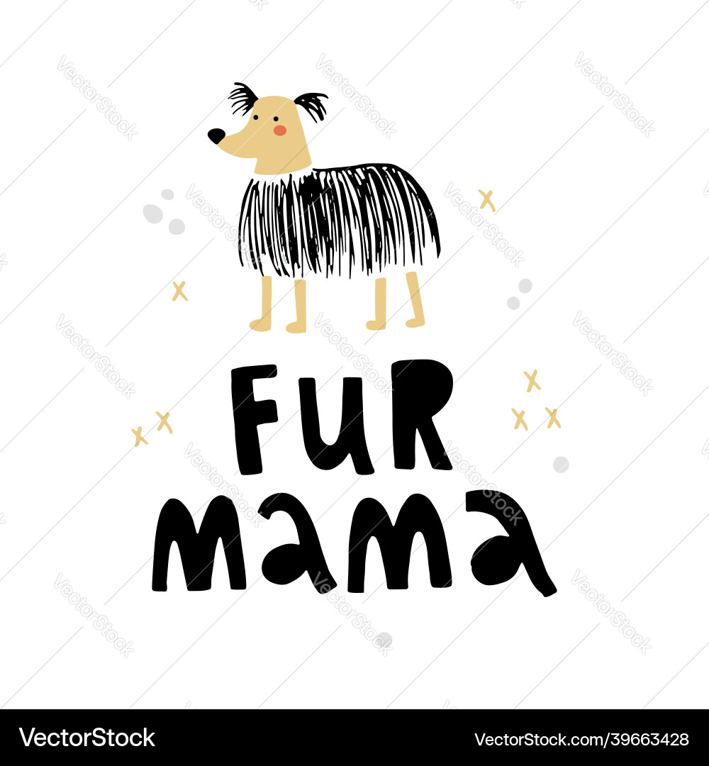 Cute dog and lettering text Royalty Free Vector Image