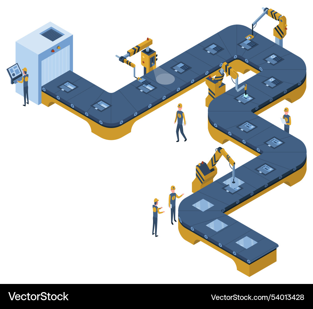 Factory isometric conveyor line industrial Vector Image