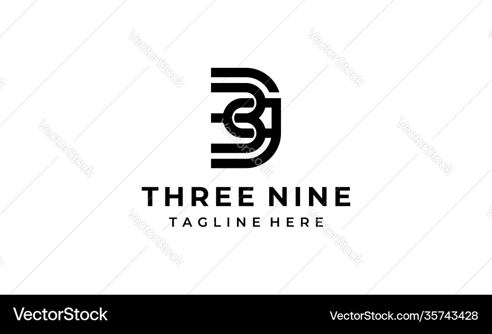 Initial letter number three nine logo design Vector Image