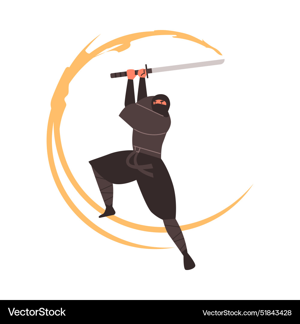 Ninja warrior fighting skills Royalty Free Vector Image