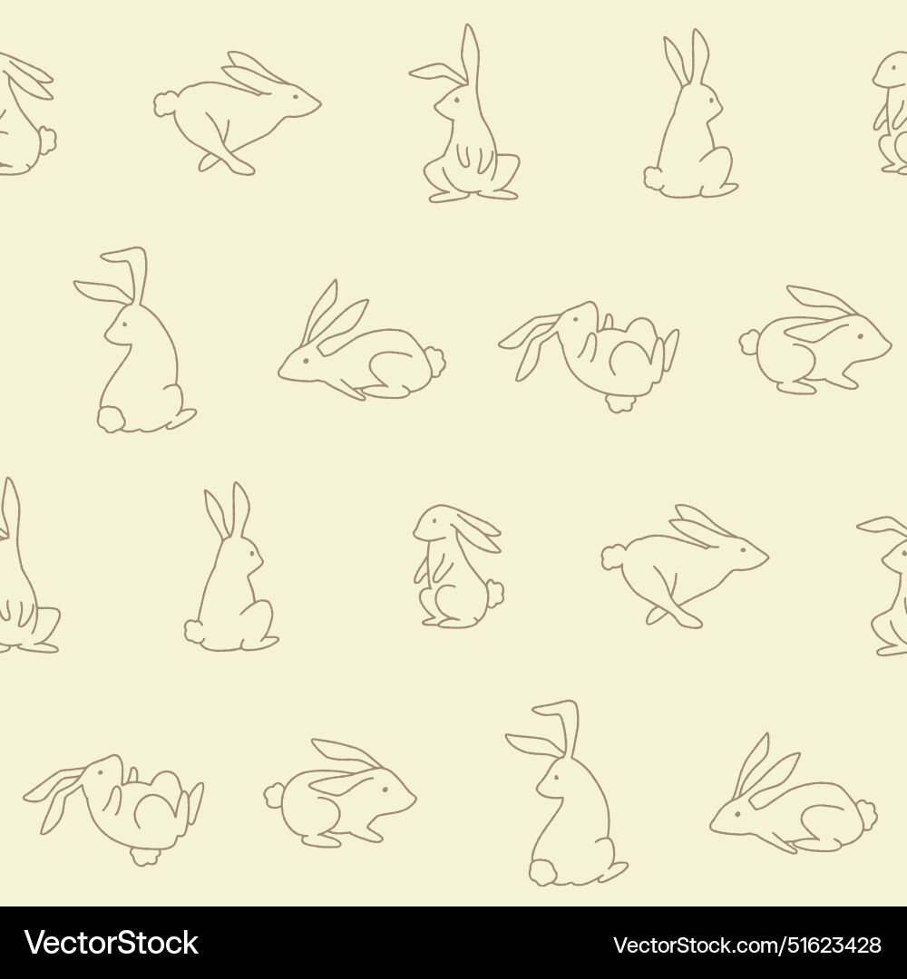 Outline collection of rabbit seamless pattern Vector Image