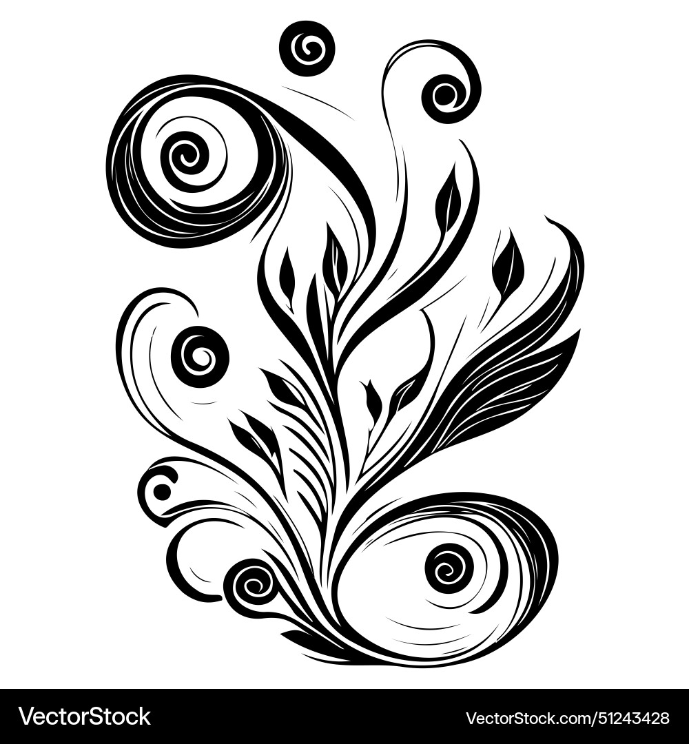 Royal swirls flower sketch Royalty Free Vector Image
