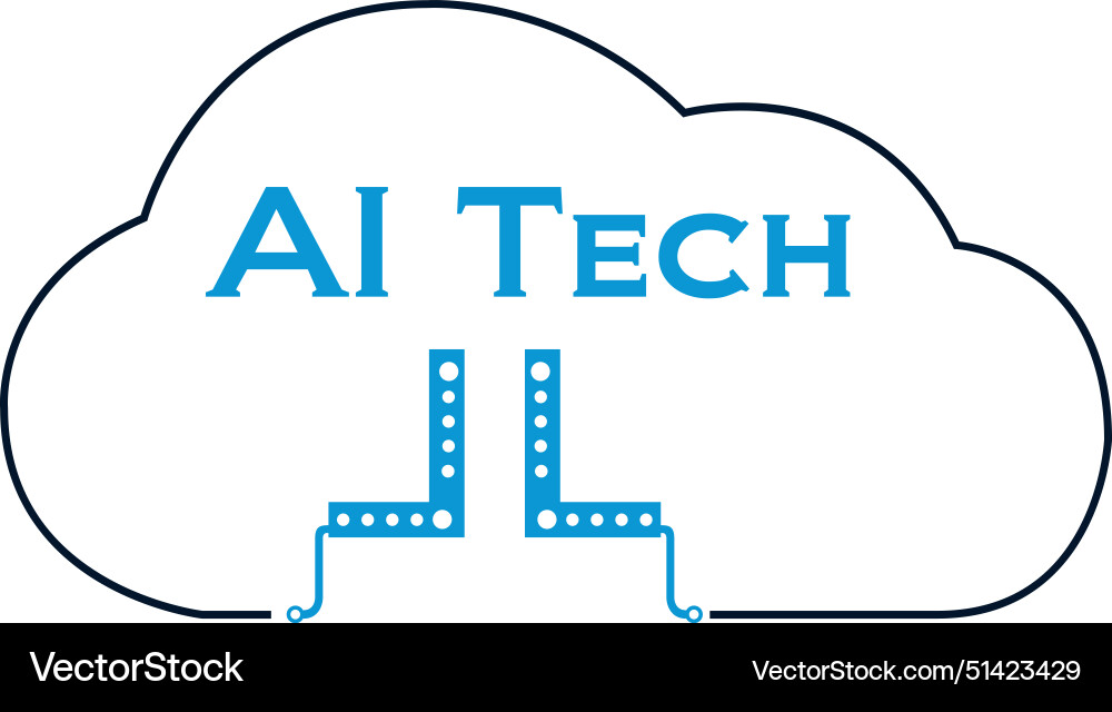 Ai tech cloud logo design and artificial Vector Image