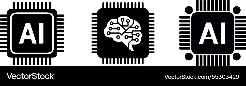 Artificial intelligent ai chip designs Royalty Free Vector