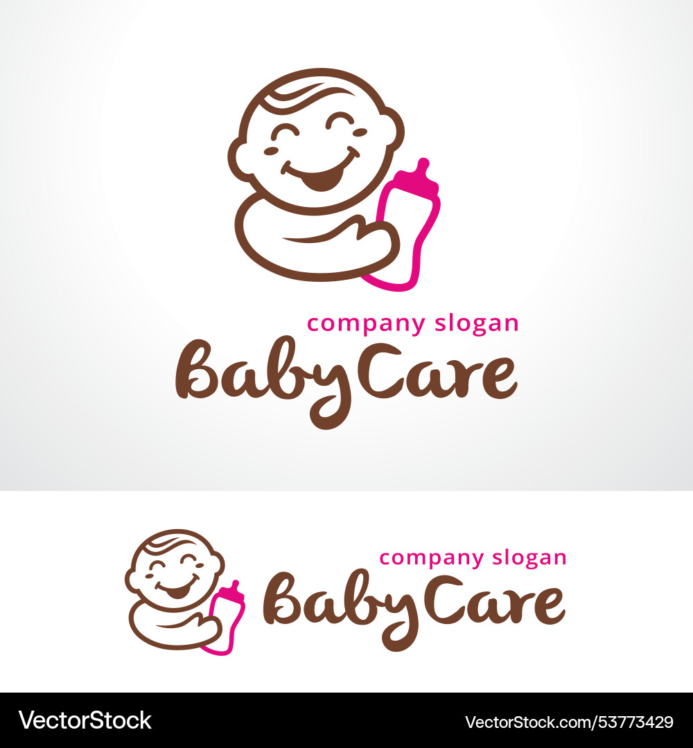 Baby care logo template design emblem Royalty Free Vector
