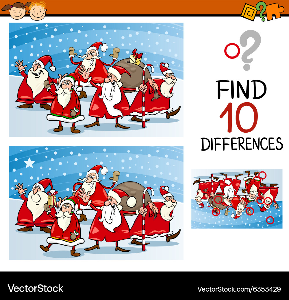 Christmas differences task for kids Royalty Free Vector