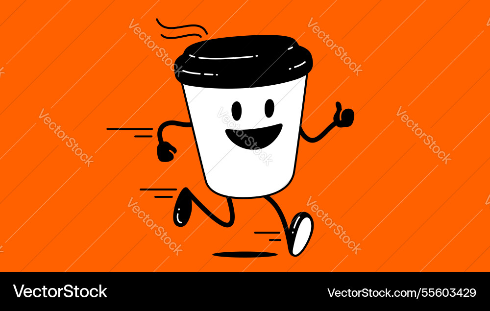 Coffee cup funny character mascot Royalty Free Vector Image