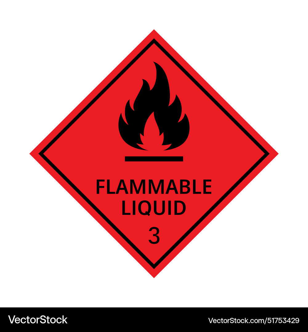 Flammable liquid warning sign Royalty Free Vector Image