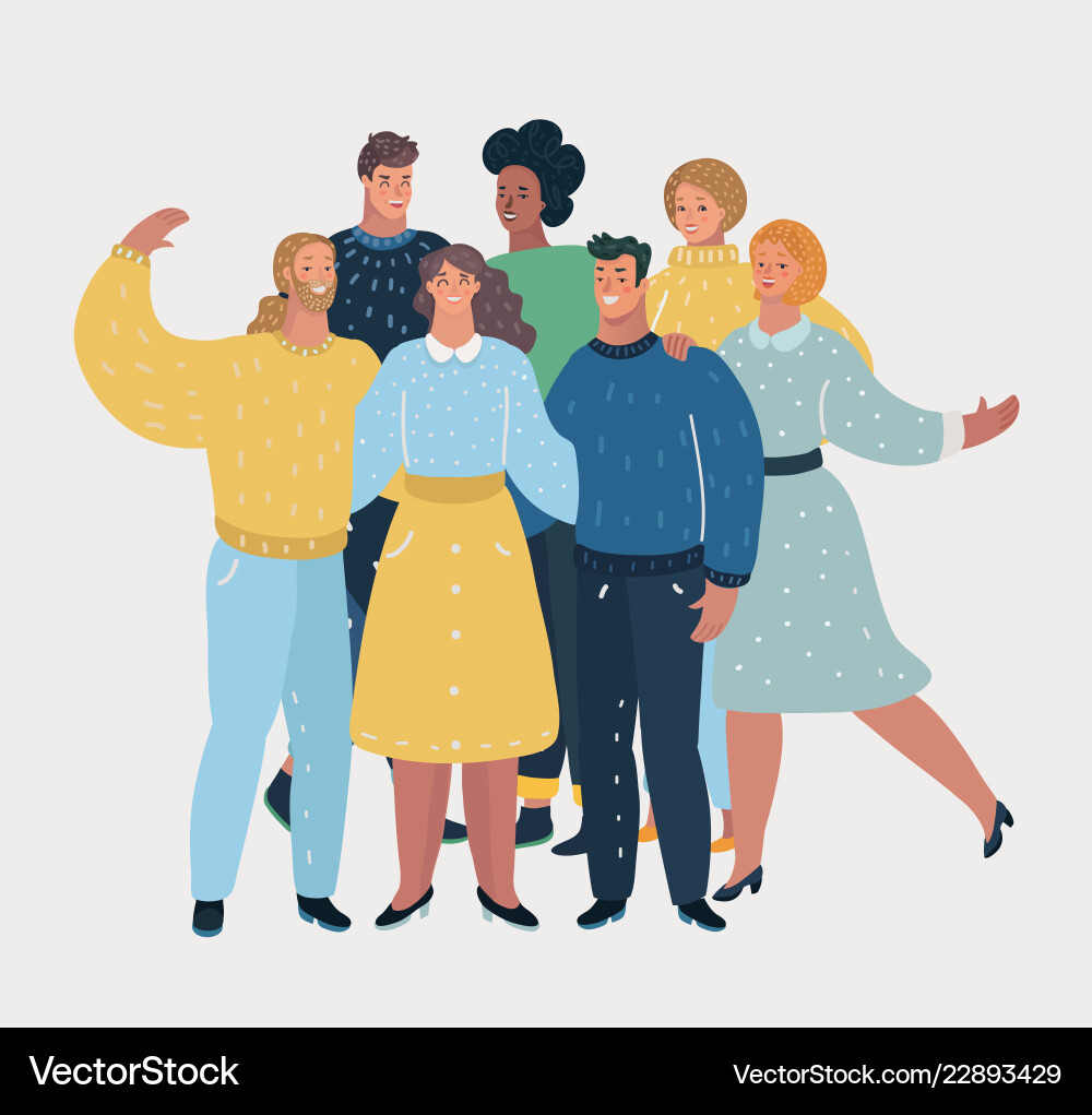Group of happy talking friends Royalty Free Vector Image