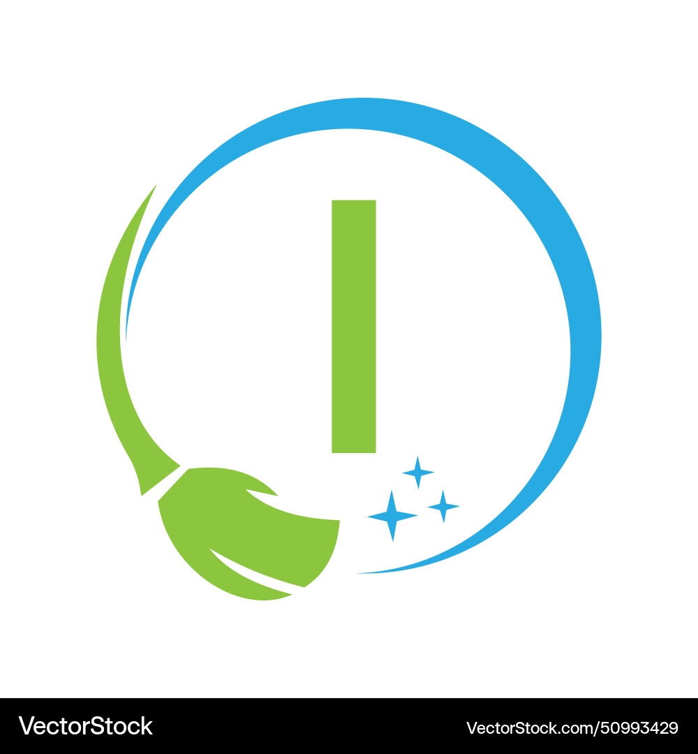 House clean logo on letter i with brush Royalty Free Vector