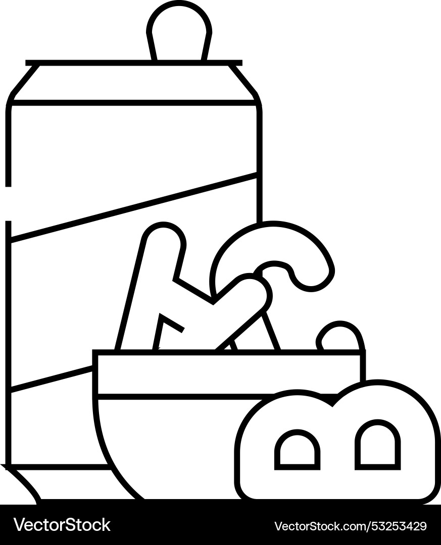 Letter shaped cookies snack line icon Royalty Free Vector