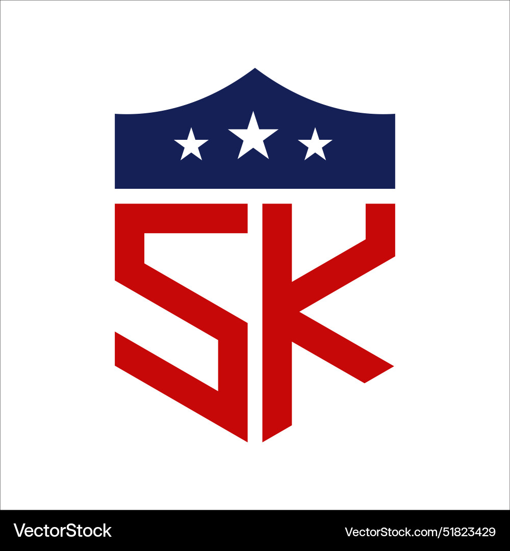 Patriotic sk logo design letter Royalty Free Vector Image