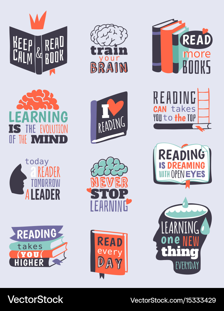 Reading motivation quote phrases badge logo bubble