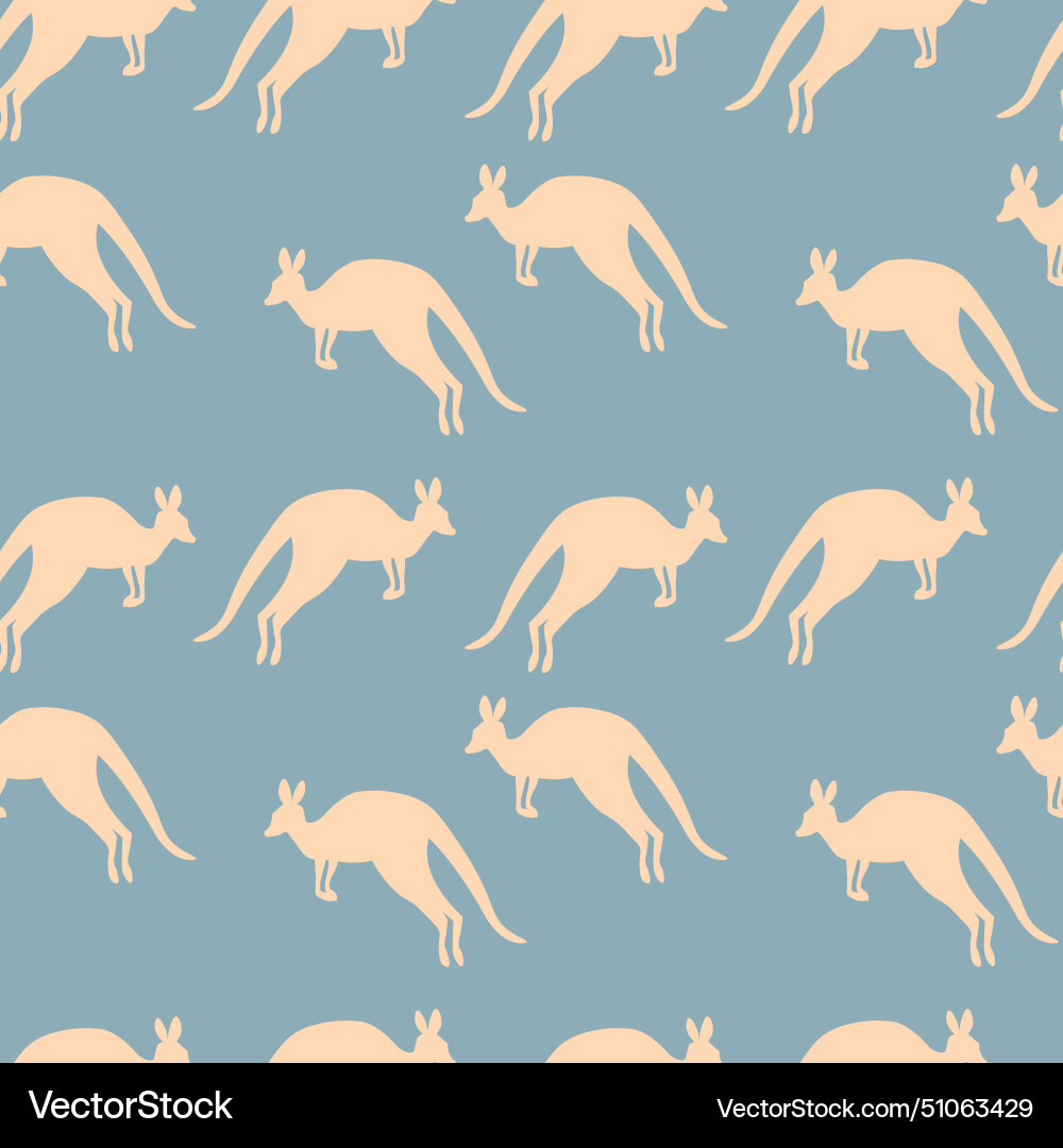 Seamless pattern with kangaroo silhouette on color