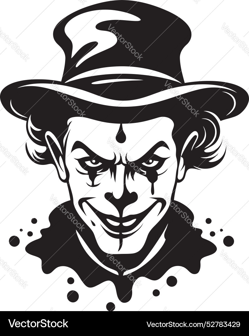 Shadowed showcase eerie clown icon nightmare nook Vector Image