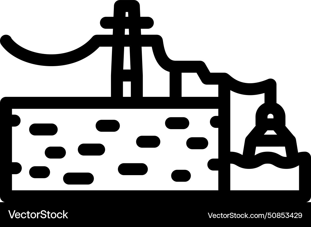 Wave transmission tidal power line icon Royalty Free Vector