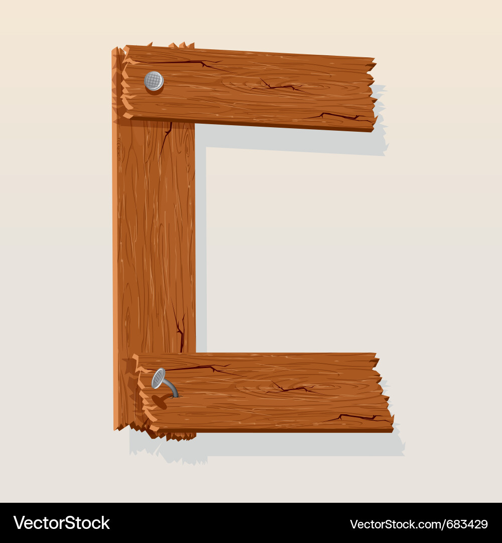 Wooden letter c Royalty Free Vector Image - VectorStock