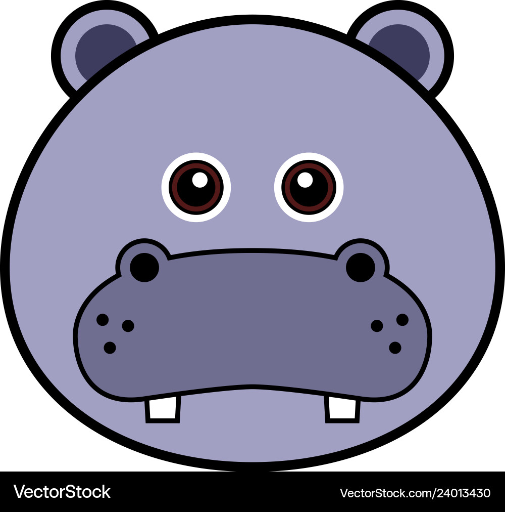 Cute hippo face animal faces Royalty Free Vector Image