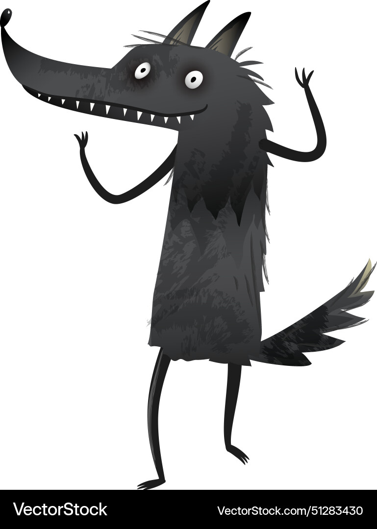 Funny wolf character design isolated kids cartoon Vector Image