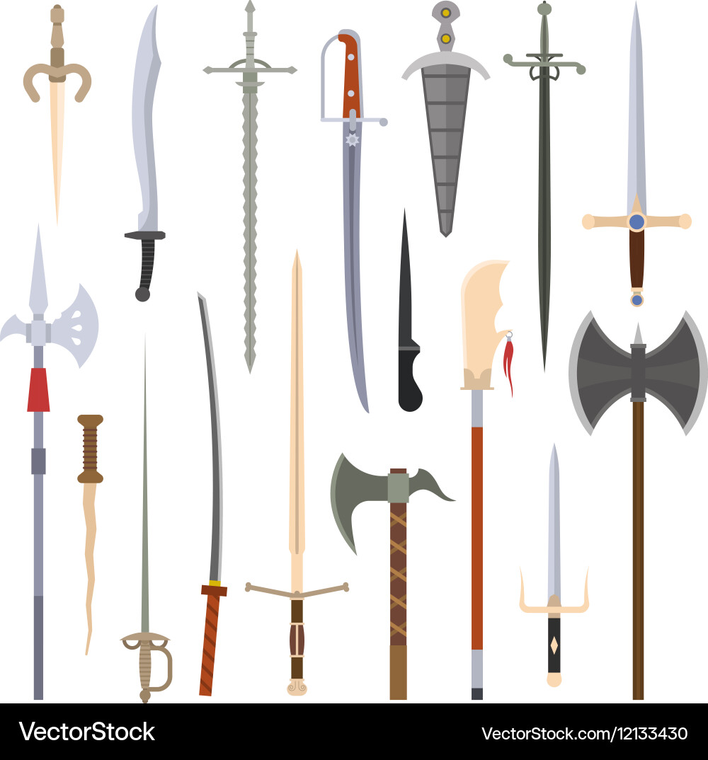 Knifes iron weapon collection Royalty Free Vector Image