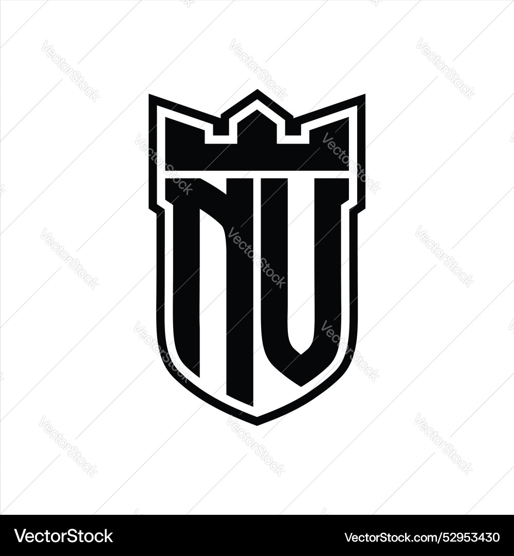 Nv logo shield shape with geometric crown inside Vector Image