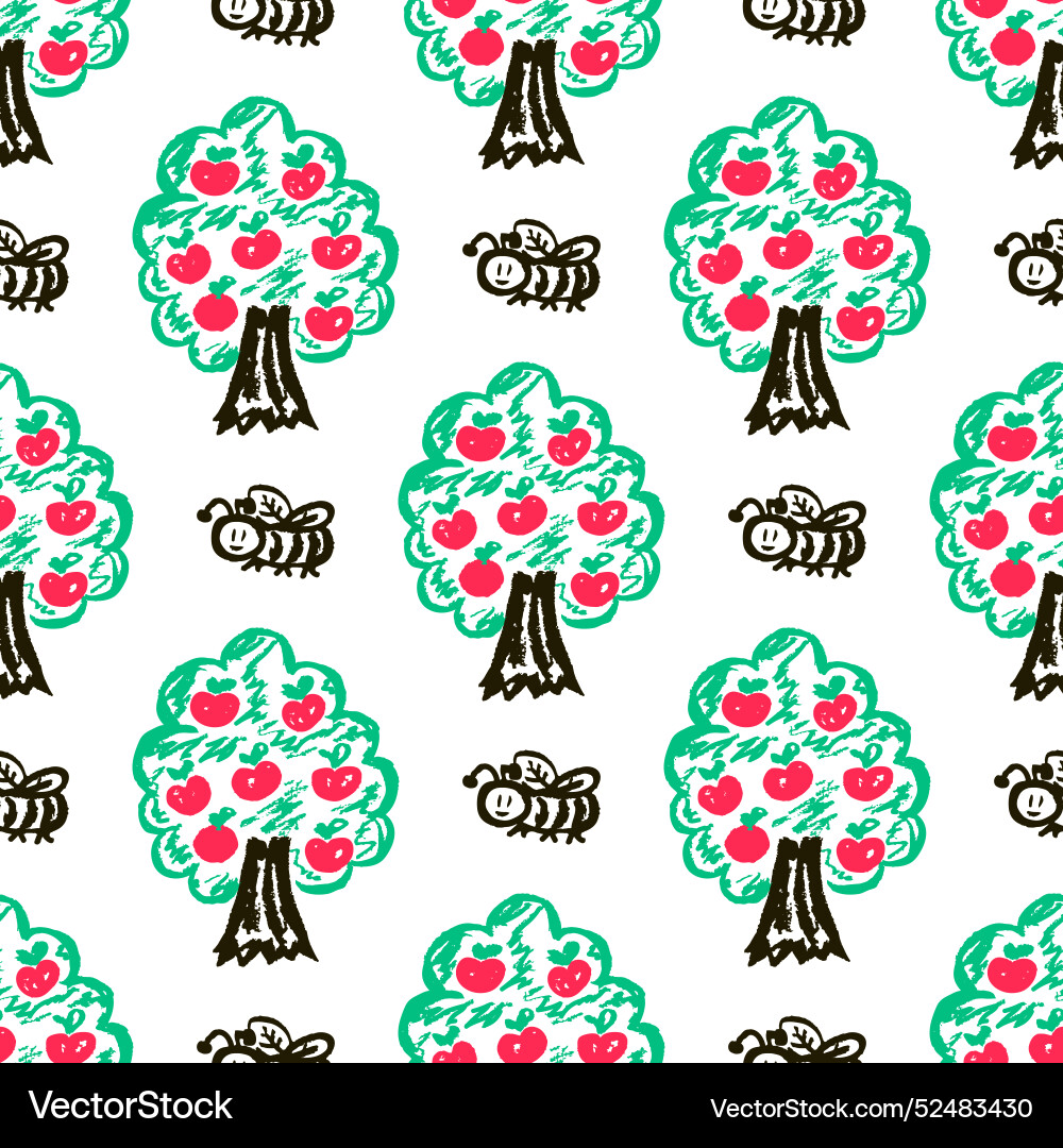 Seamless pattern children drawings with wax Vector Image