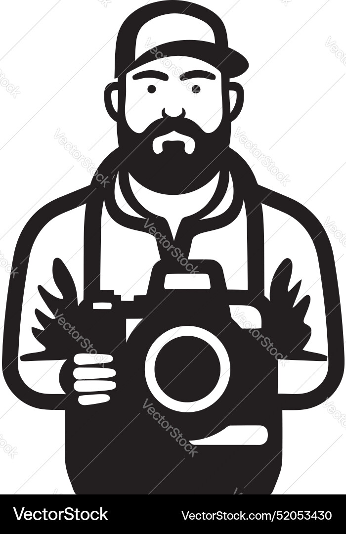 Shutterstyle sleek thick line art photographer Vector Image
