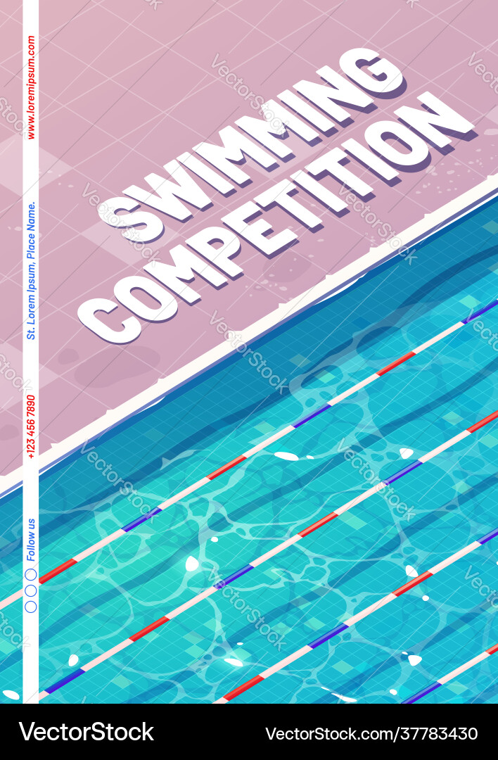 Swimming competition poster with top view pool Vector Image