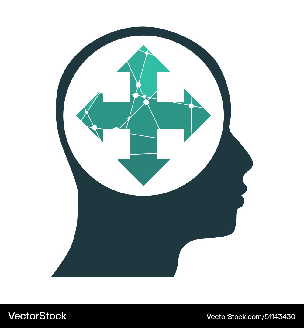 Thinking process arrow lines from human head Vector Image