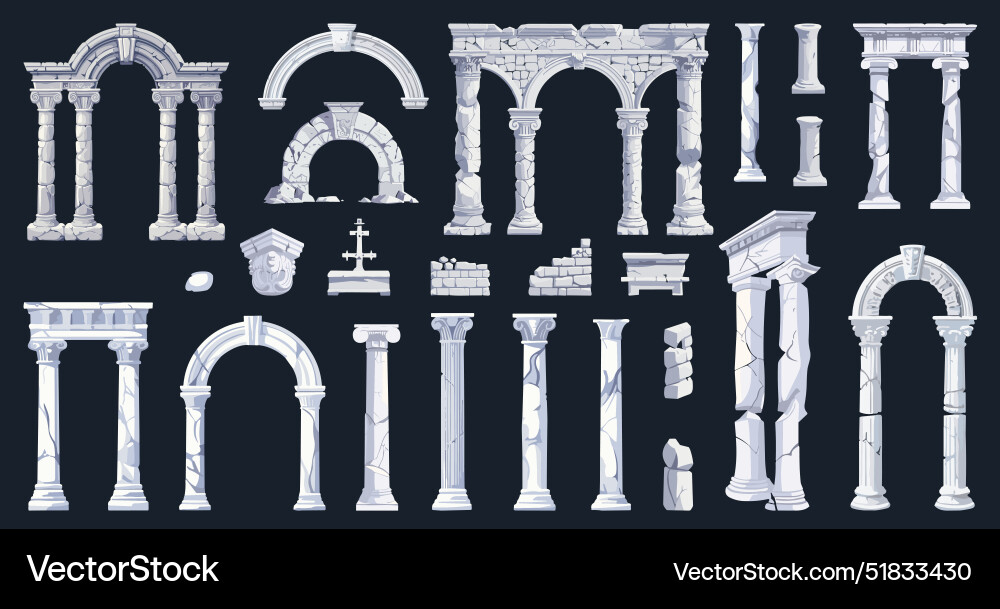 White marble arch set medieval castle or palace Vector Image